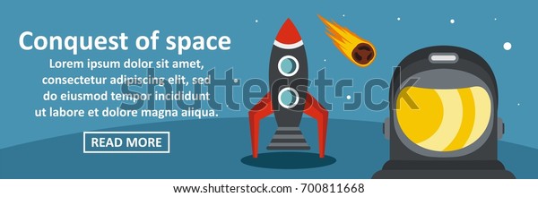 Conquest Space Banner Horizontal Concept Flat Stock Vector (Royalty ...
