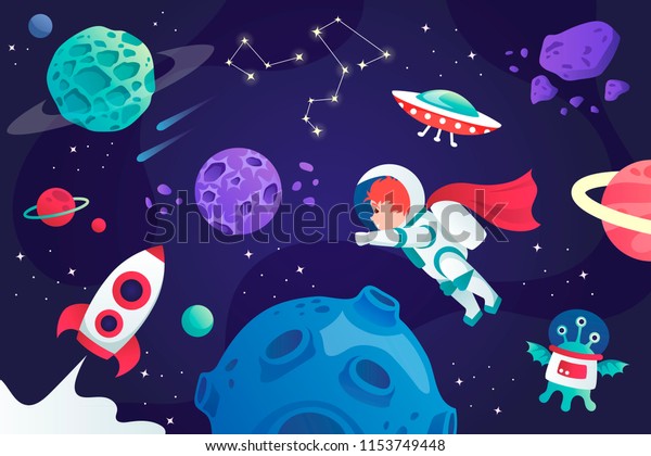Conquest Space Cartoon Universe Vector Illustration Stock Vector ...