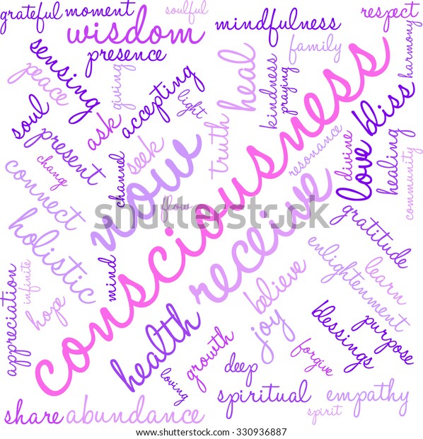 Consciousness Word Cloud On White Background Stock Vector (Royalty Free ...