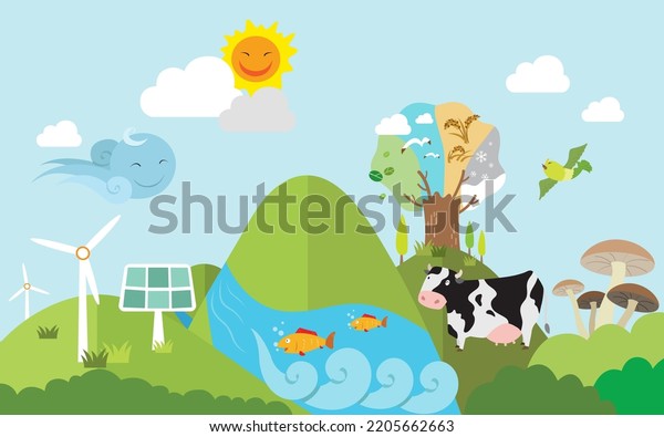 Conservation Natural Environment Human Life Stock Vector (Royalty Free ...