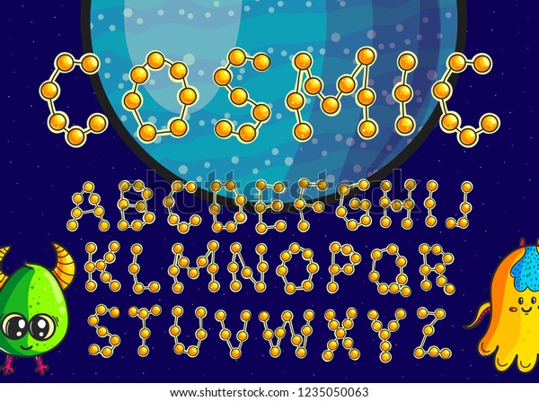 Constellation Alphabet Vector Set Cartoon Cosmic 库存矢量图（免版税）1235050063 ...