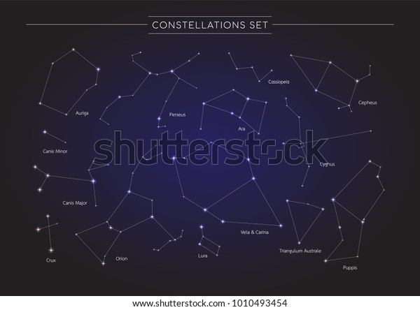 constelación en fondo cosmos, grupo de estrellas en galaxia, conjunto ...