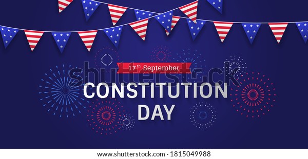 Constitution Day Banner Template Fireworks Garland Stock Vector ...
