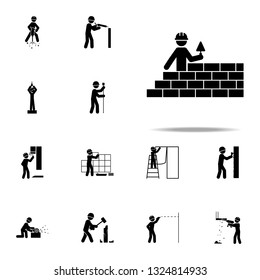 Construction Bricks Worker Icon Construction People Stock Vector ...