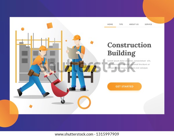 Construction Builder Landing Page Building Construction Stock Vector ...