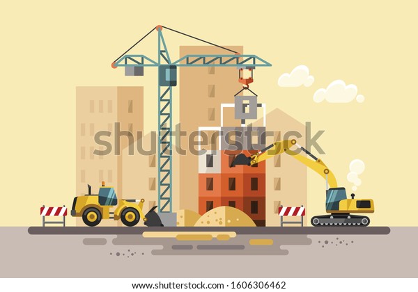 Construction Building Car Vector Illustration Stock Vector (Royalty ...