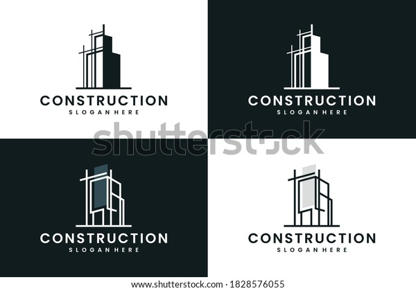 Construction Building Logo Design Inspiration Stock Vector (Royalty ...