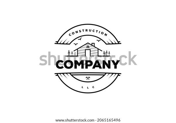 Construction Building Logo Line Art Home Stock Vector (Royalty Free ...