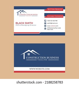 Construction Business Card Design Template Stock Vector (Royalty Free ...
