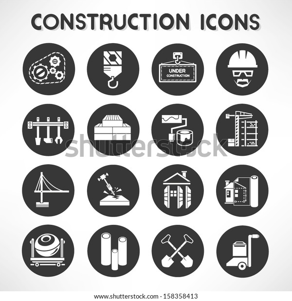 Construction Buttons Icon Set Stock Vector (Royalty Free) 158358413