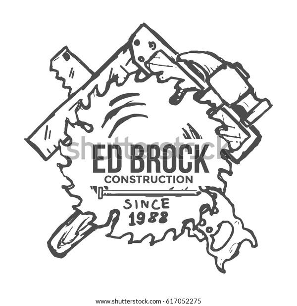 Construction Company Label Badges Vector Illustration Stock Vector ...