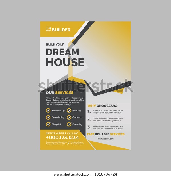 Construction Company Promotion Flyer Template Stock Vector (Royalty ...