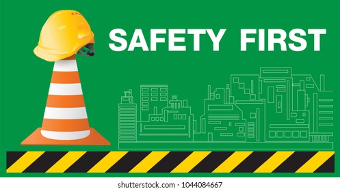 Construction Concept Yellow Safety Hard Hat Stock Vector (Royalty Free ...