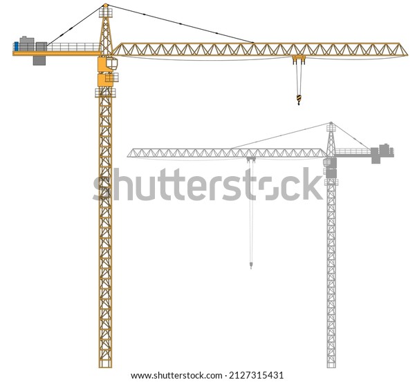 Construction Crane Side View Drawing Scalable 库存矢量图（免版税）2127315431 ...