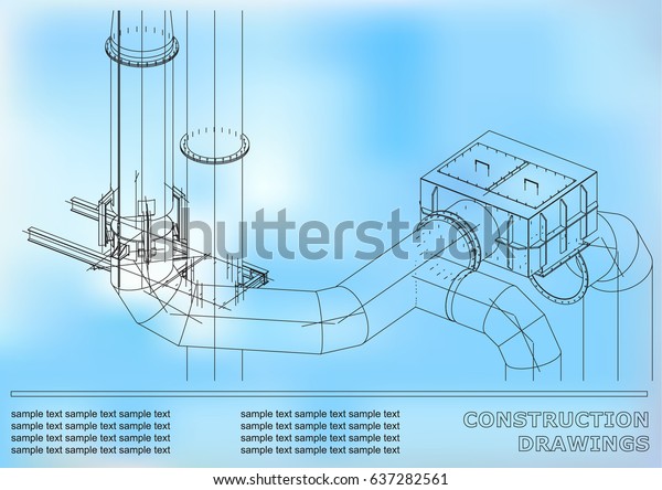 Construction Drawings 3d Metal Construction Pipes Stock Vector (Royalty ...