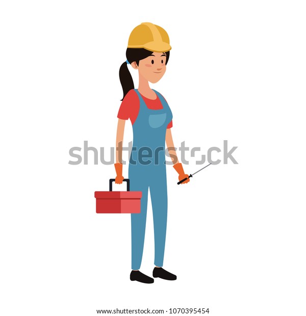 Construction Female Worker Cartoon Stock Vector (Royalty Free) 1070395454