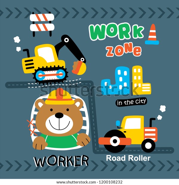 Construction Funny Animal Cartoonvector Illustration Stock Vector ...
