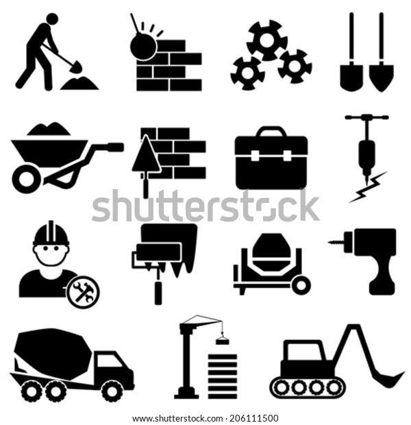 Construction Heavy Machinery Icon Set Stock Vector (Royalty Free ...