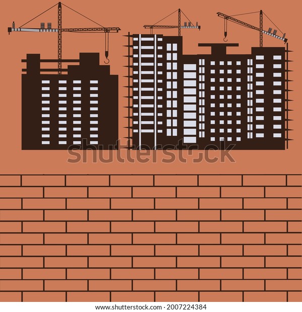 Construction Highrise Buildings Brick Background Vector Stock Vector ...