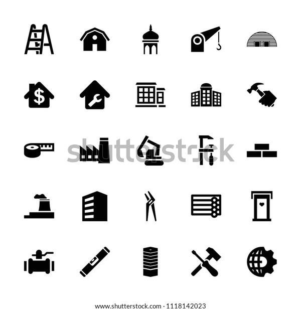 Construction Icon Collection 25 Construction Filled Stock Vector ...