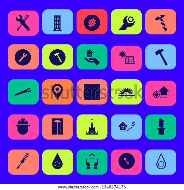 Construction Icon Set Water Mill Hydraulic Stock Vector (Royalty Free ...