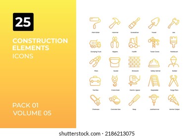 Construction Icons Collection Set Contains Such Stock Vector (Royalty ...