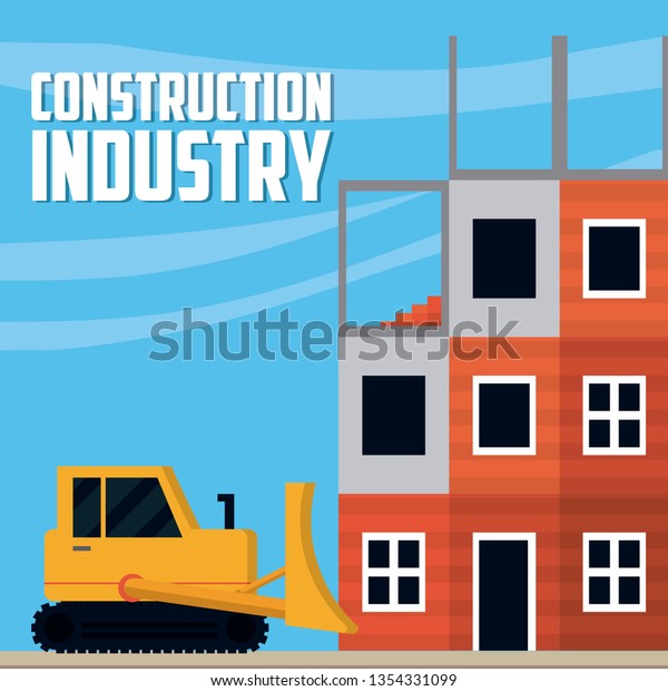 Construction Industry Backhoe Buildings Vector Illustration 库存矢量图（免版税 ...