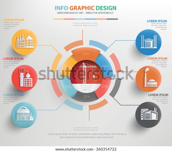 Construction and industry info graphic design, vector