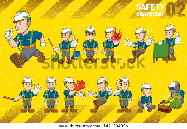 Construction Industry Safety Character Man Workers Stock Vector ...