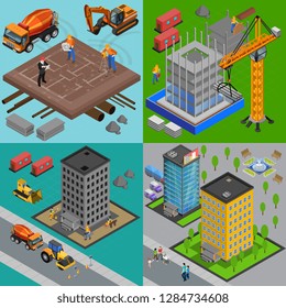 Skyscraper Construction Process Isometric Flowchart Building Stock Vector (Royalty Free ...