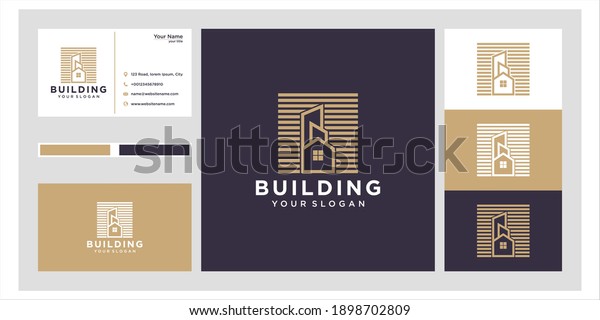 Construction Line Art Style Logo Design Stock Vector (Royalty Free ...