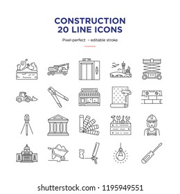 Construction Line Icons Stock Vector (Royalty Free) 1195949551 ...
