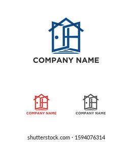 Construction Logo Combining Doors Windows Roofs Stock Vector (Royalty ...