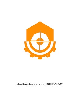 Construction Logo Design Homecompass Gear Creative Stock Vector ...