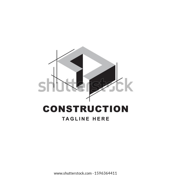 Construction Logo Design Letter D Shape Stock Vector (Royalty Free ...
