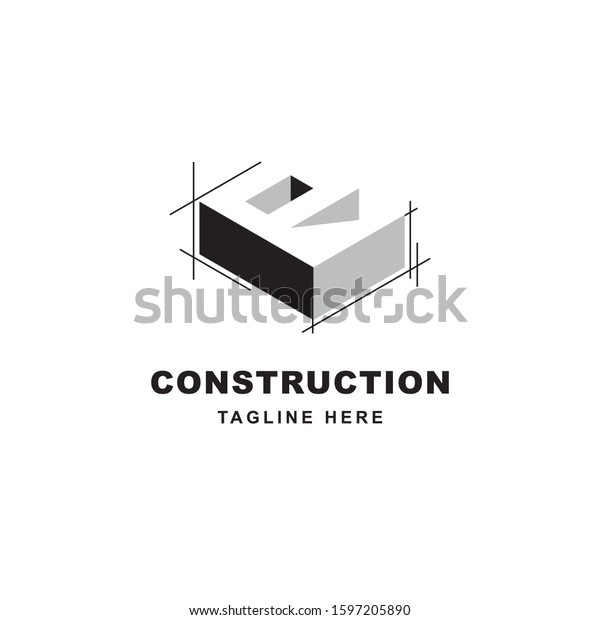 Construction Logo Design Letter R Shape Stock Vector (Royalty Free ...