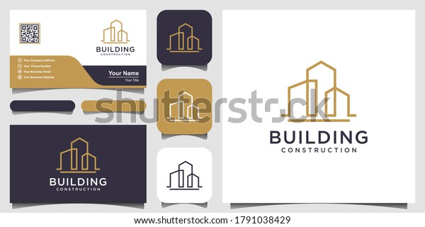 Construction Logo Design Line Art Style Stock Vector (Royalty Free ...