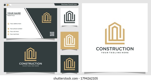 Construction Logo Line Art Style Business Stock Vector (Royalty Free ...