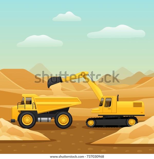 Construction Machinery Ground Works Composition Excavator Stock Vector ...