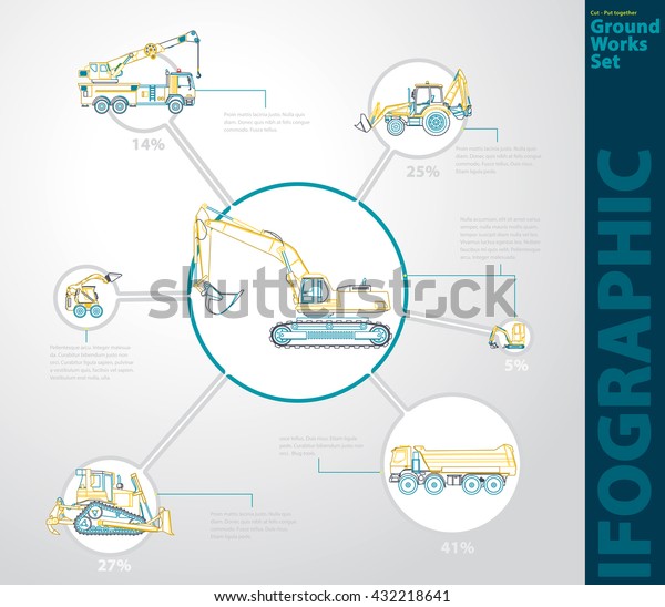 Construction Machinery Infographic Set Outline Ground Stock Vector ...