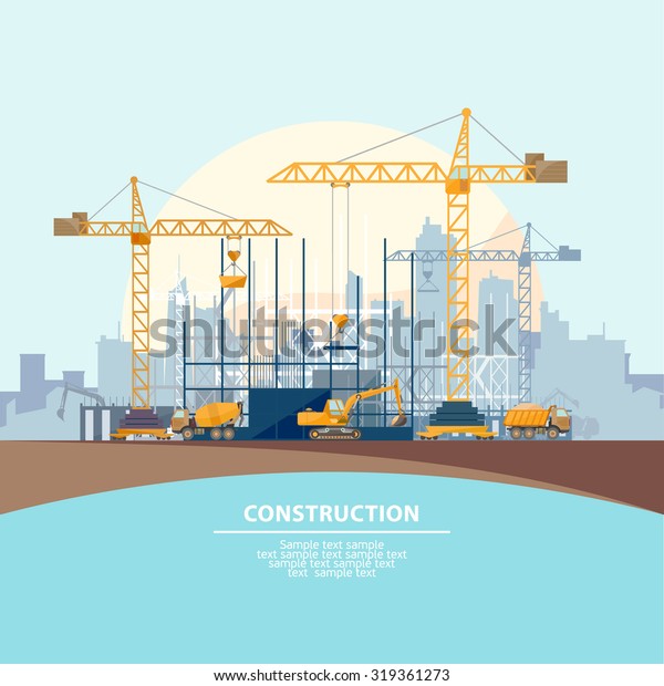 Construction Modern Buildings Flat Design Stock Vector (Royalty Free ...