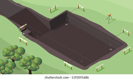 Construction Phase Foundation Profile Boards Setting: vetor stock ...