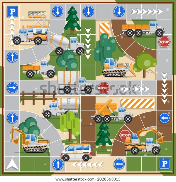 Construction Road Board Game Side View Stock Vector (Royalty Free ...