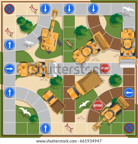 Construction Road Board Game View Above Stock Vector (Royalty Free ...
