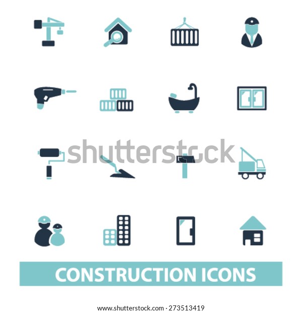 Construction Room Architecture Isolated Icons Signs Stock Vector ...