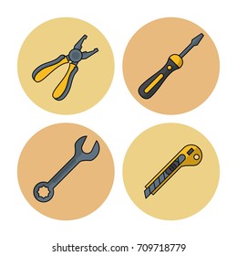 Construction Round Icons Stock Vector (Royalty Free) 709718779 ...