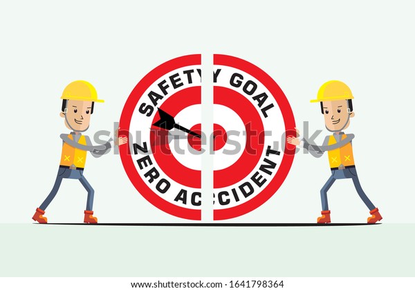 Construction Safety Worker Officer Character Cool เวกเตอร์สต็อก (ปลอด ...