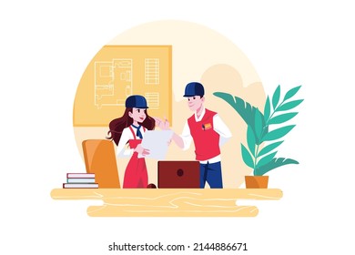 Construction Service Illustration Concept Flat Illustration Stock ...