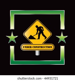 Construction Sign Green Star Background Stock Vector (Royalty Free ...