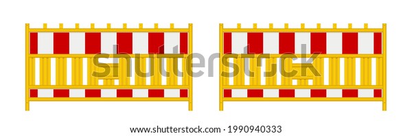 Construction Site Barrier Banner Barriers Set Stock Vector (Royalty ...